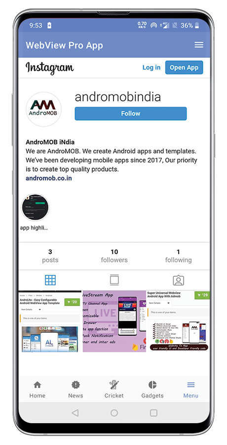 WebPro - Easy Configurable Android WebView Pro App Template by AndroMOB